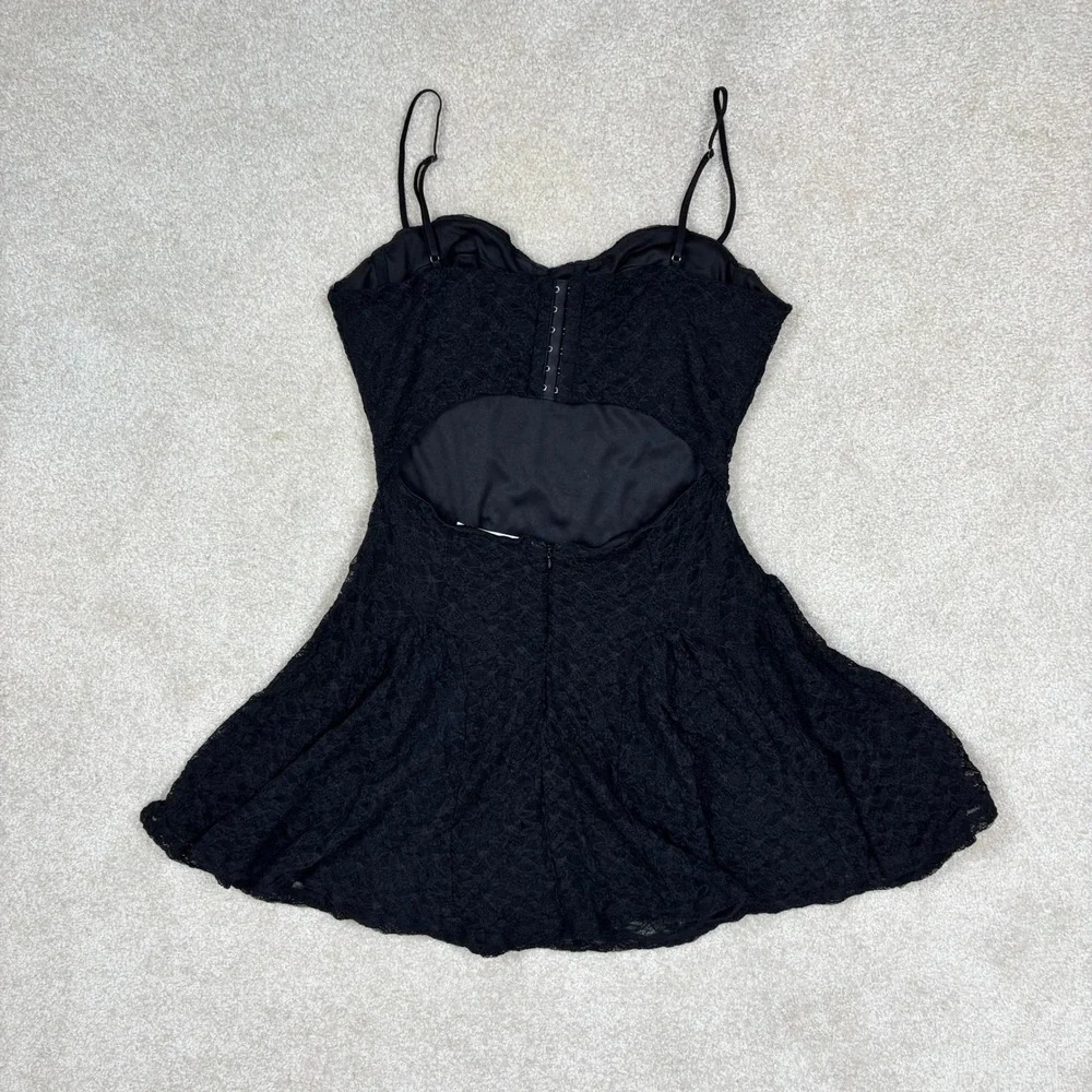 Astr | Dresses | Astr The Label Black Lace Bustier Mini Dress Open Back ...